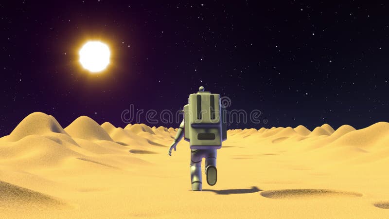 3D Astronaut in Spacesuit is Walking on a Rotating Moon Stock Footage ...