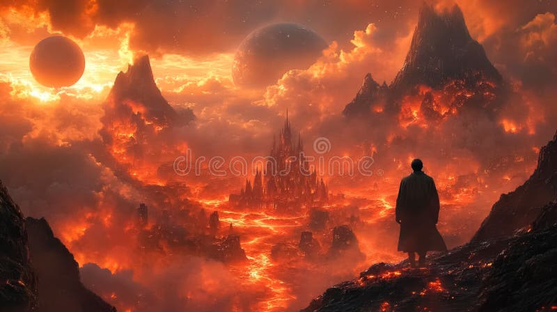 A Spaceman Walking through a Dramatic and Atmospheric Landscape ...