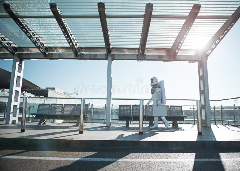 Busy Astronaut Walking Down Street Stock Image - Image of alien, planet ...