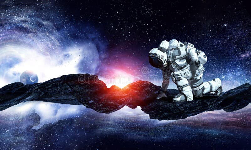 Astronaut Starting To Run. Mixed Media Stock Photo - Image of fiction ...