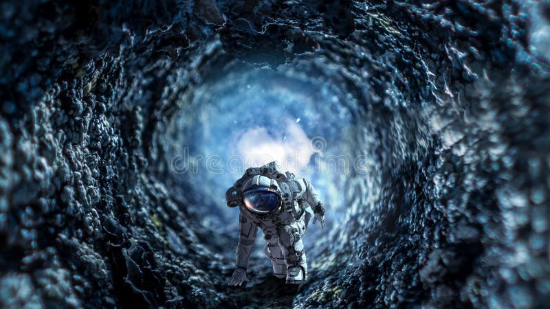 Astronaut Starting To Run. Mixed Media Stock Illustration ...