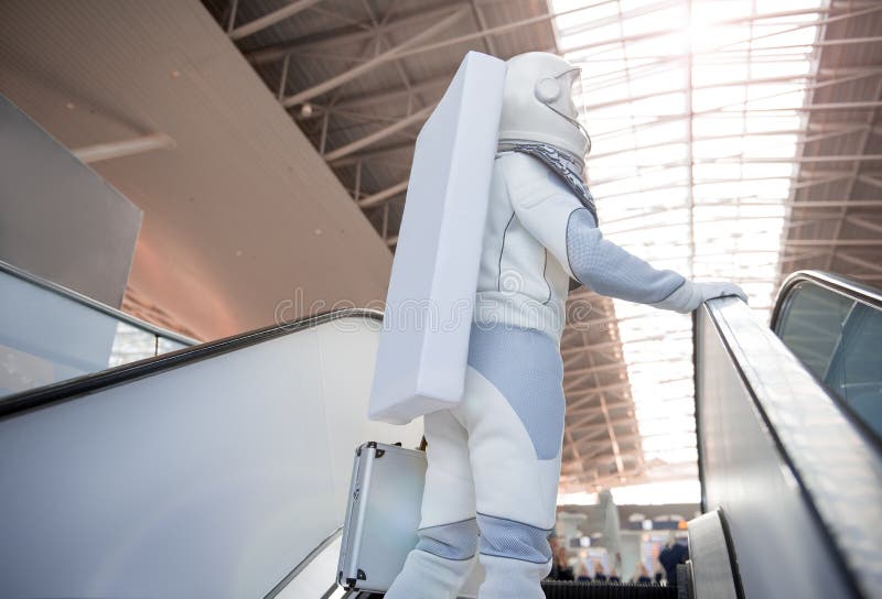 Astronaut Standing on Moving Tape Stock Image - Image of discover ...