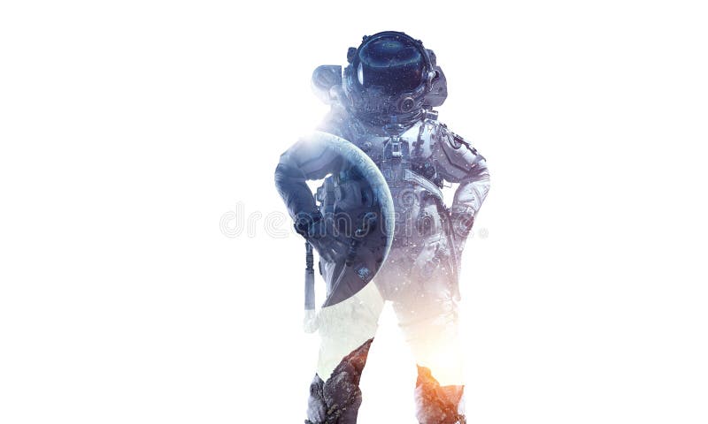 Spaceman on White. Mixed Media Stock Image - Image of technology ...