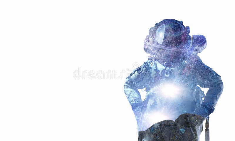 Spaceman on White. Mixed Media Stock Image - Image of spacesuit, double ...