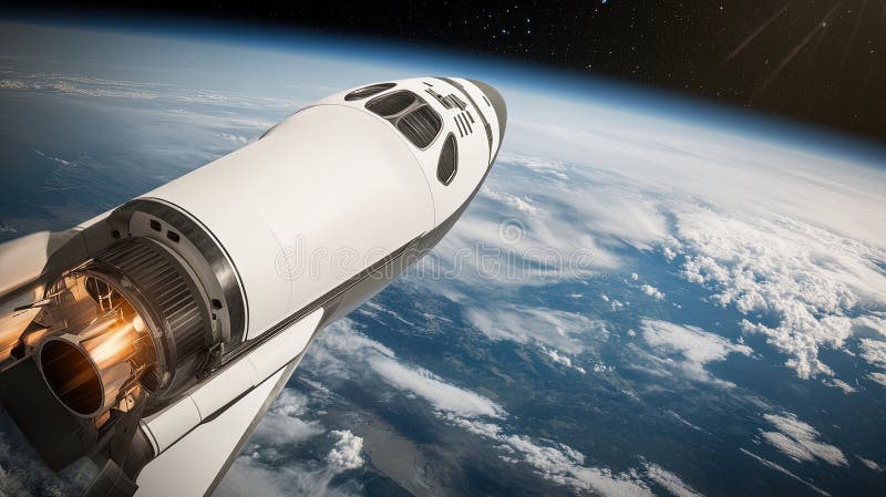 Spaceplane Launching into Orbit Above Earth Stock Illustration ...