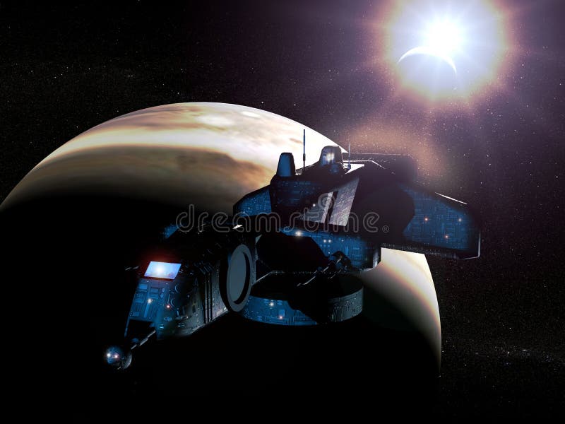 Spaceship Near Helix Nebula Stock Illustration - Illustration of ...