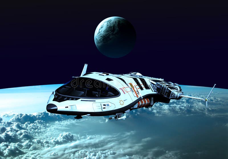 2+ Spaceship above clouds backside view Free Stock Photos - StockFreeImages