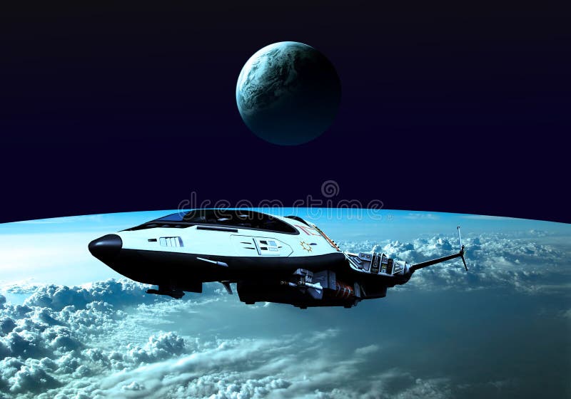 2+ Spaceship above clouds backside view Free Stock Photos - StockFreeImages