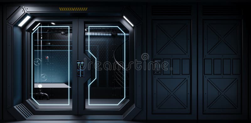 Spaceship Airlock Sliding Door Gateway Stock Illustration ...