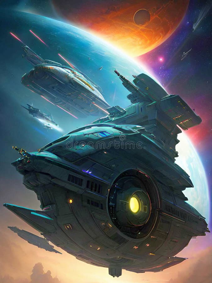 Spaceship on Alien Planetary System, Generative AI Illustration ...