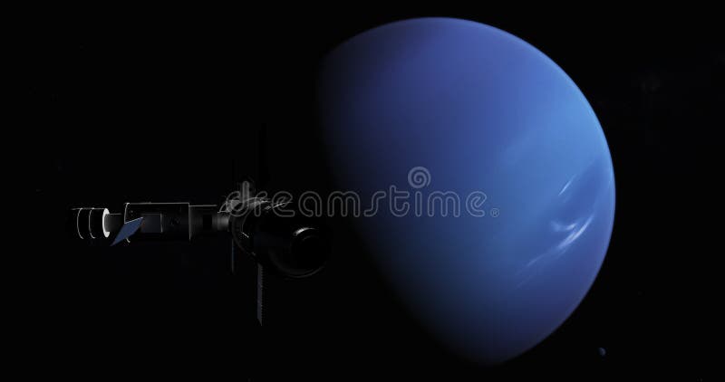 Spaceship Arriving at Neptune, Space Mission To the Unknown Planet ...