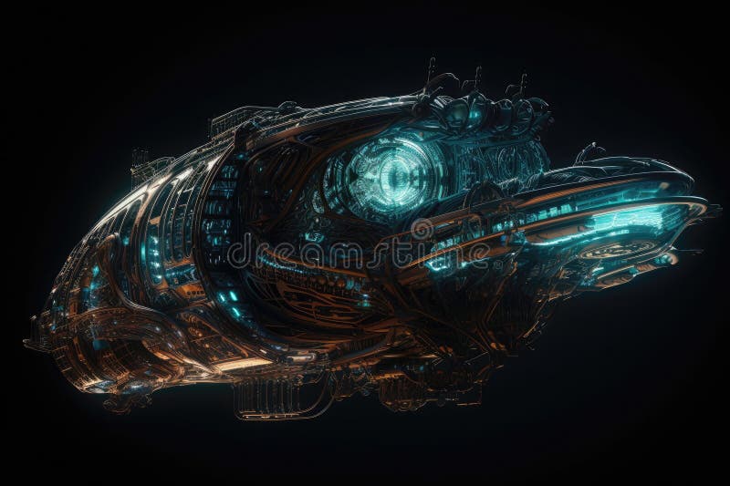 A Spaceship with a Biomechanical Design, Featuring Organic Shapes and ...