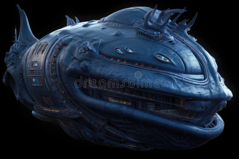 A Spaceship with a Biomorphic Design, Resembling a Giant Sea Creature ...