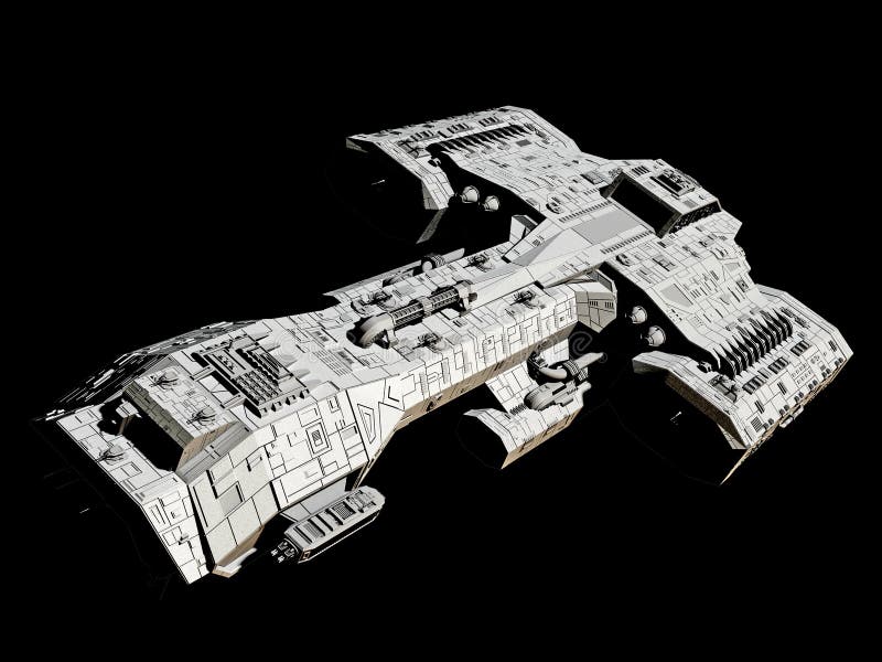 Spaceship on Black - Front Angled View Stock Illustration ...