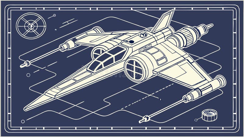 Spaceship Blueprint Technical Drawing, Sci-fi Engineering Design Vector ...
