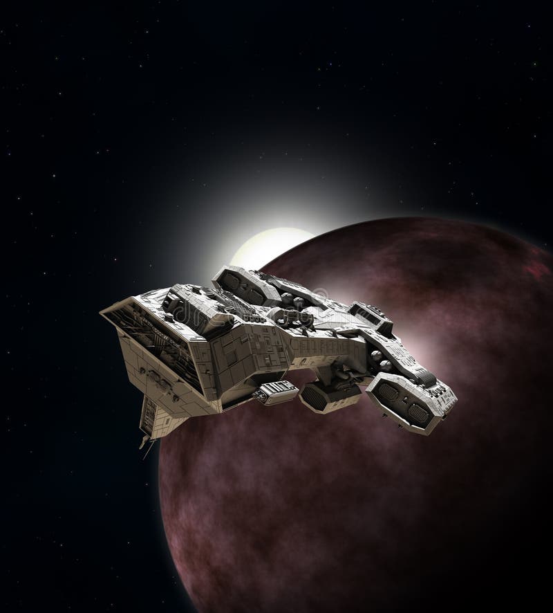 Interstellar Spaceship on Final Landing Approach Stock Illustration ...