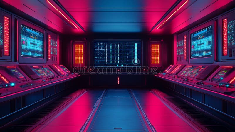 The Spaceship Cabin Features a Cockpit Equipped with Computer Screens ...