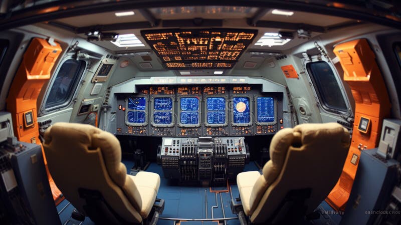 Spaceship Cabin Interior with Digital Instruments Stock Image - Image of spaceship, shuttle ...