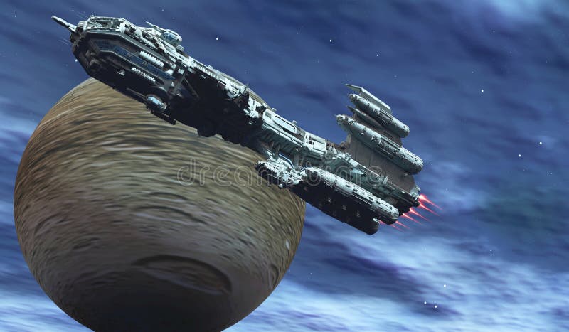 Spacecraft Passes by Charon Moon Stock Illustration - Illustration of ...