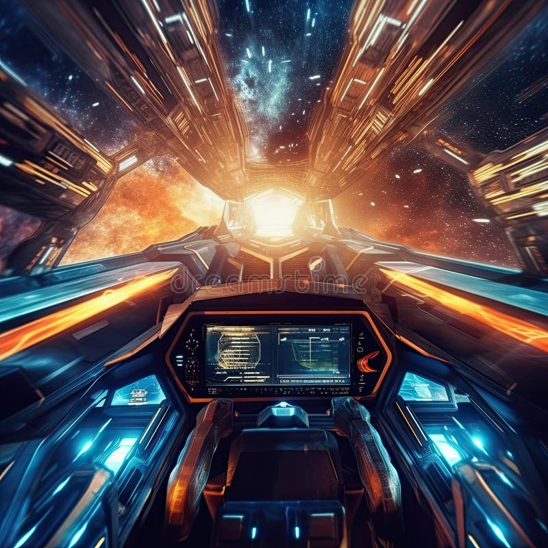 Spaceship Cockpit and High Speed. Stock Illustration - Illustration of ...