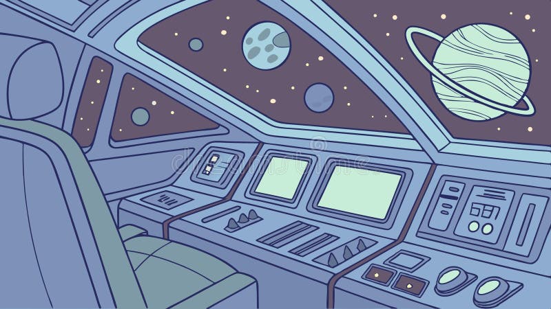 Spaceship Cockpit Interior, Futuristic Control Panel Vector Design ...