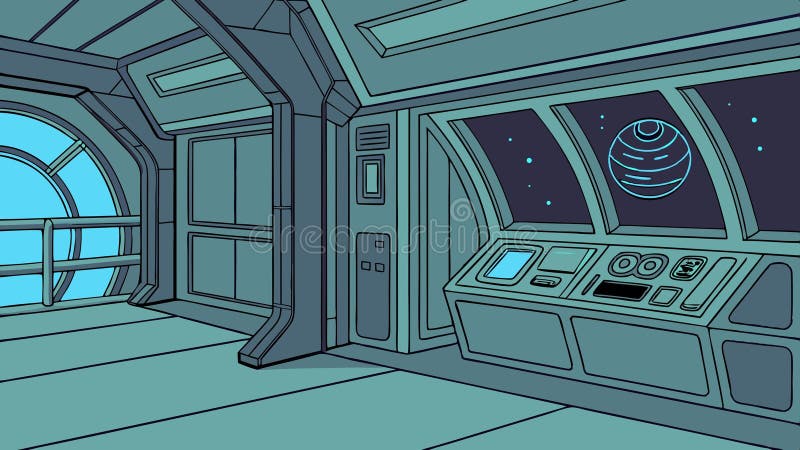 Spaceship Cockpit Interior, Futuristic Technology Control Panel Vector ...