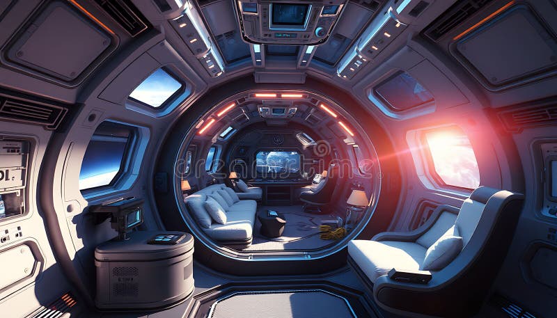 Spaceship Command Center, Futuristic Tech, Space Exploration. Stock ...