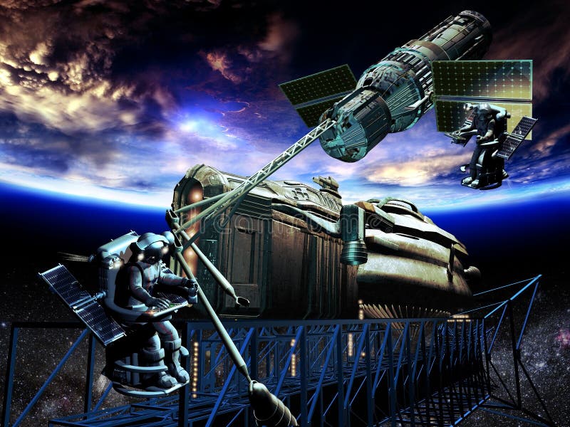 Spaceship construction stock illustration. Illustration of earth - 40806862