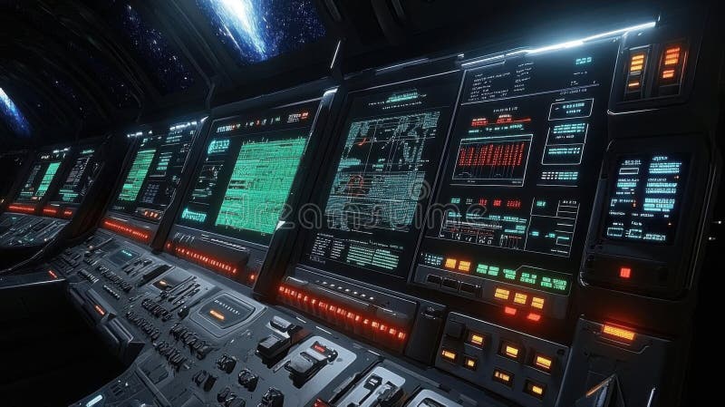Spaceship Control Panel Interface Stock Image - Image of user, system ...