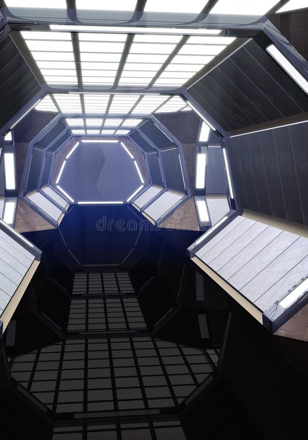 Science fiction corridor stock illustration. Illustration of colorful ...