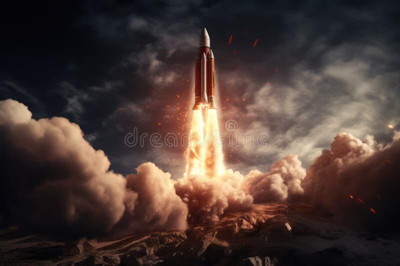 Spaceship Countdown. Rocketship Launch at Base. Space Station NASA ...