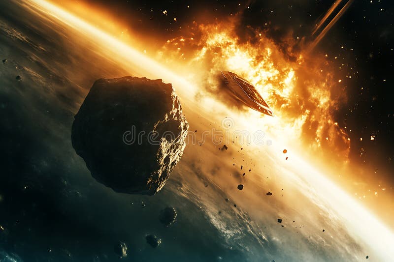 Spaceship Crash on Alien Planet Ai Generator Stock Illustration ...