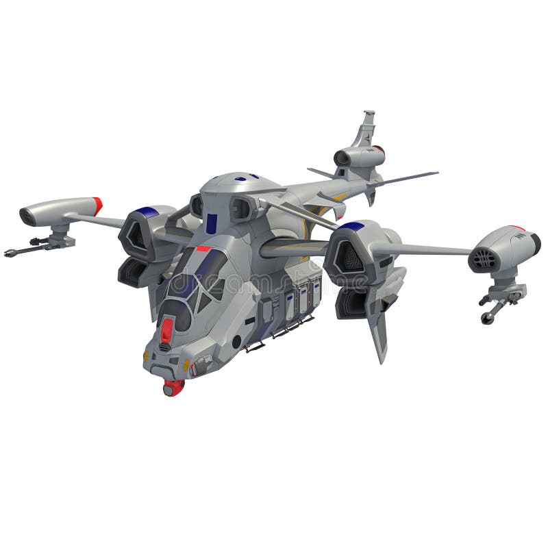 Spaceship 3D Rendering on White Background Stock Illustration ...