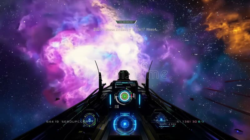 Spaceship Dashboard with Control Panel. Space Ship Flying through the ...