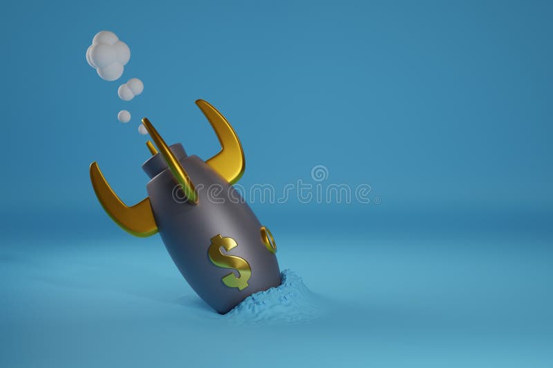 Spaceship with Dollar Sign Crashed To the Ground with Copy Space. 3d ...