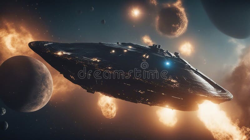 Spaceship and Earth Stealth Spacecraft Leaving an Alien Exploding ...