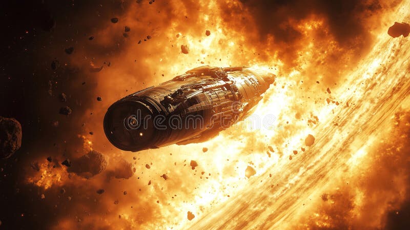 Spaceship Encounters Cosmic Explosion Near Asteroid Belt in Deep Space ...