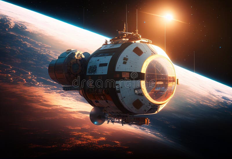 Spaceship in Escape. Space Travel Stock Illustration - Illustration of ...