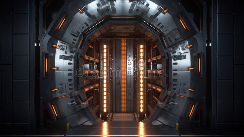 Spaceship Exit Door. Science Fiction Door. Stock Illustration ...