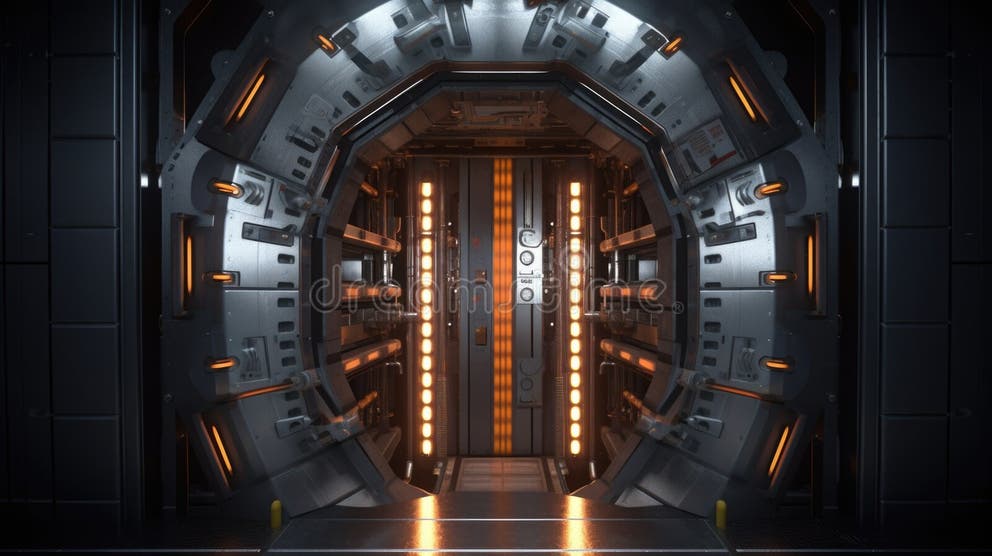 Spaceship Exit Door. Science Fiction Door. Stock Illustration ...