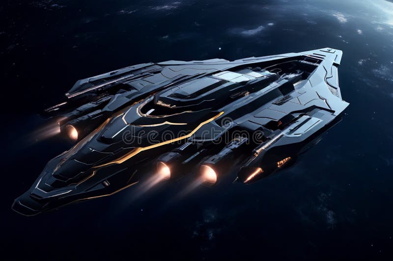 A Spaceship Exploring in Deep Space Stock Illustration - Illustration ...