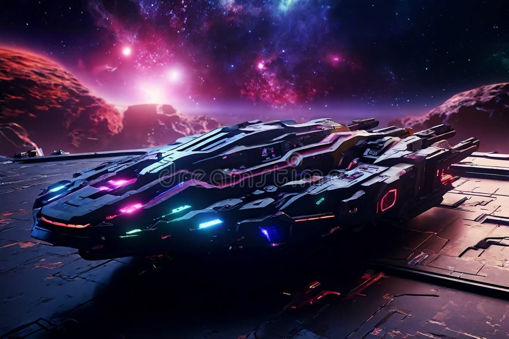 A Spaceship Exploring in Deep Space Stock Illustration - Illustration of modern, colors: 316125495