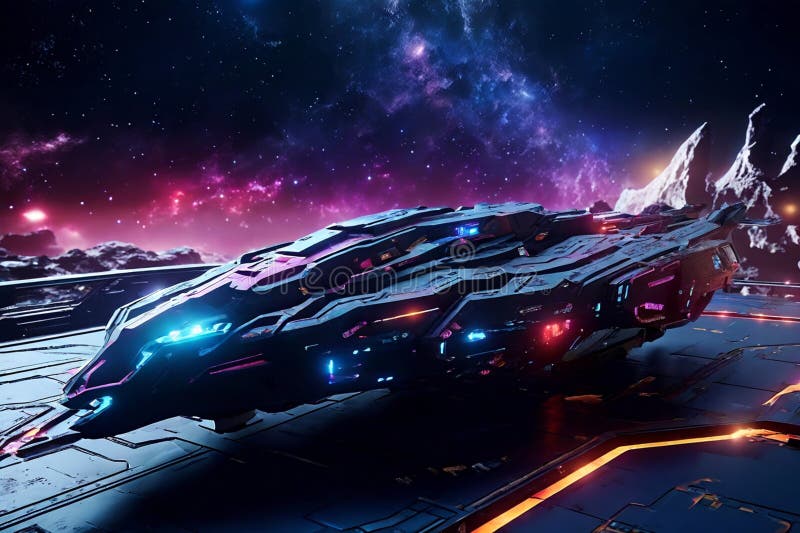 A Spaceship Exploring in Deep Space Stock Illustration - Illustration ... A Spaceship Exploring in Deep Space Stock Illustration - Illustration ...