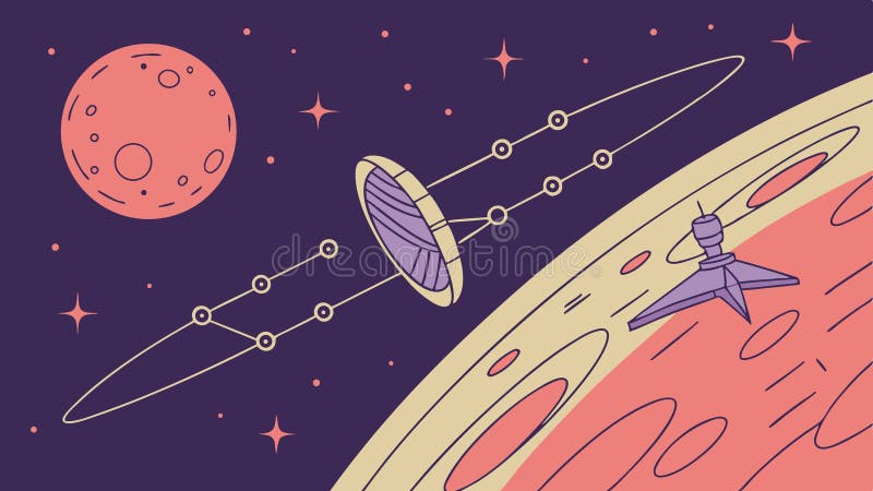 Spaceship Exploring Ringed Planet Cosmic Journey, Vector Design ...