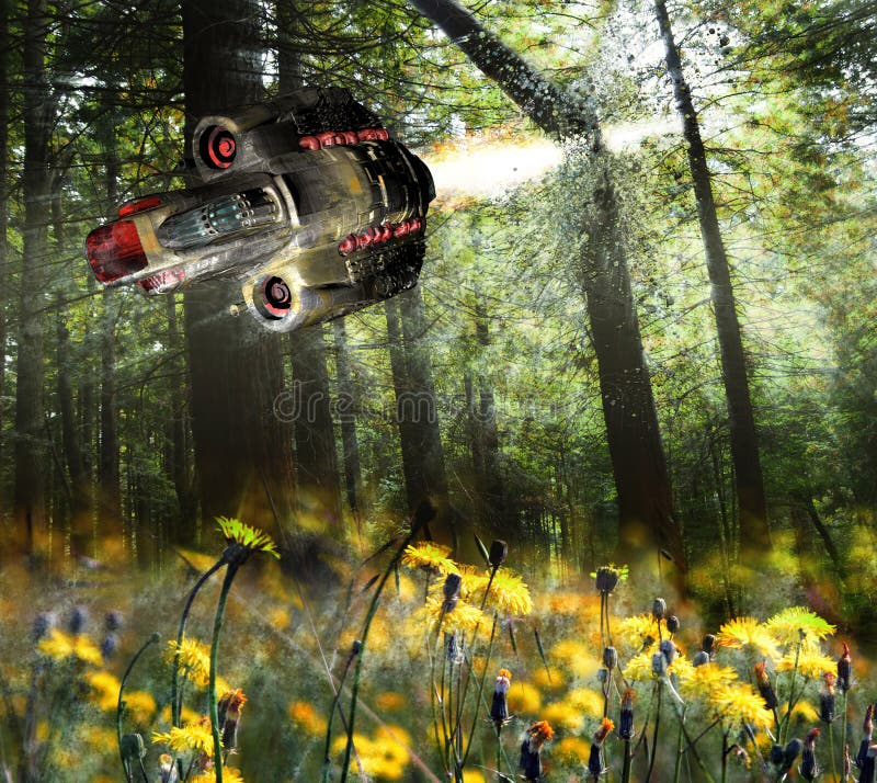 Spaceship Falling on Planet Stock Illustration - Illustration of ...