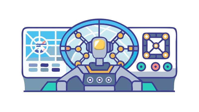 Spaceship Flight Yoke and Cockpit Control Panel, Vector Design ...