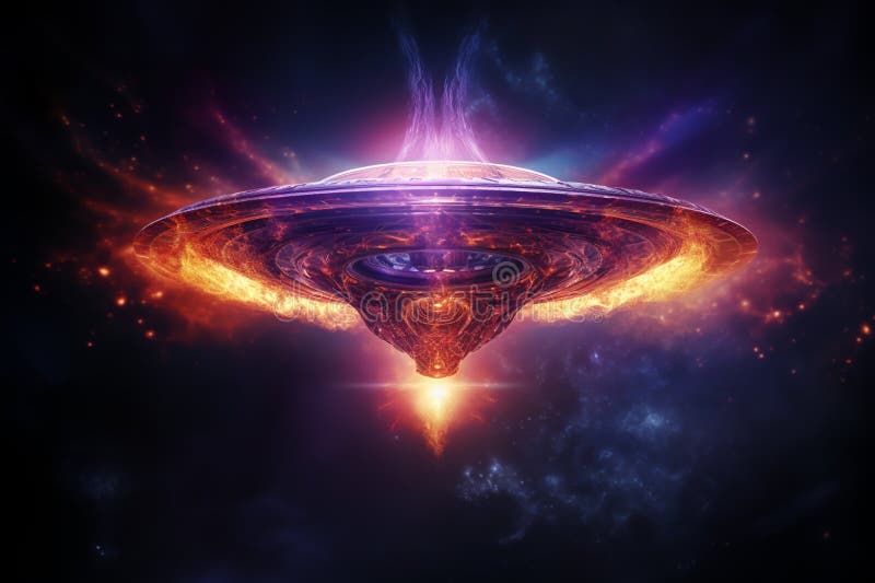 Spaceship Floating in the Galaxy with Burning Fire, Ai Generated Stock ...