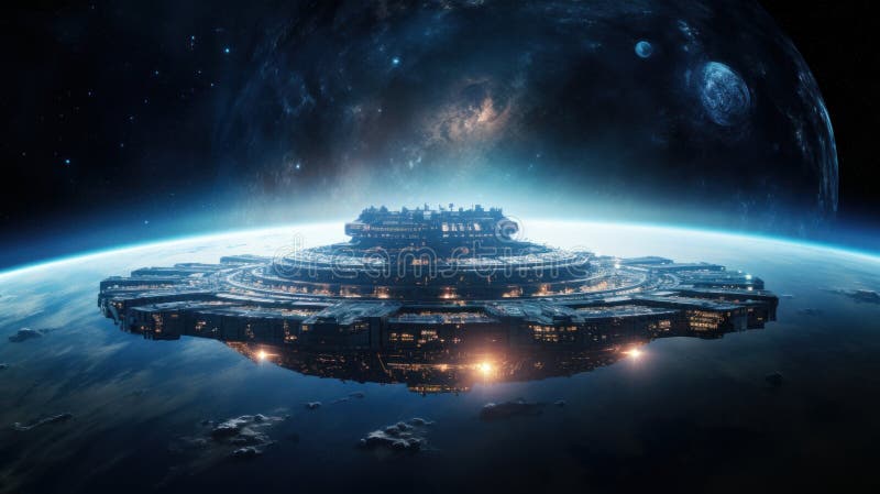 A Spaceship Floating in the Space Generative AI Stock Illustration ...