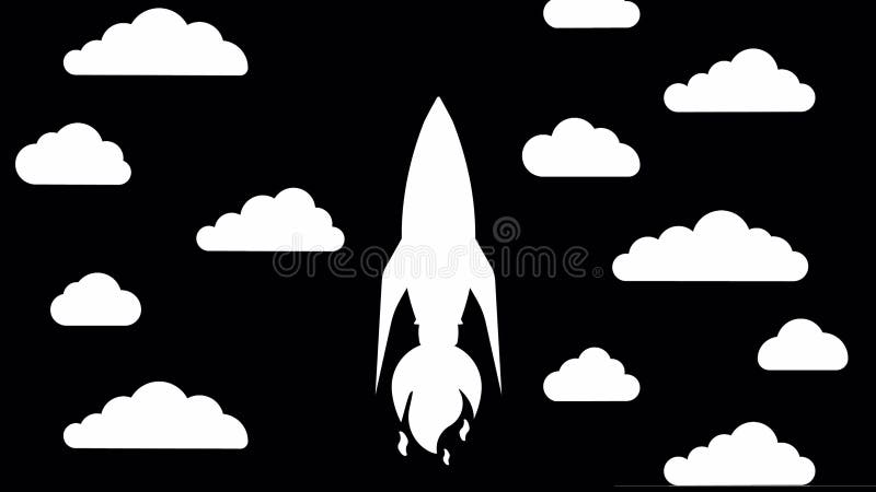 Spaceship Flying on Blue Background with Clouds with Optional Alpha ...