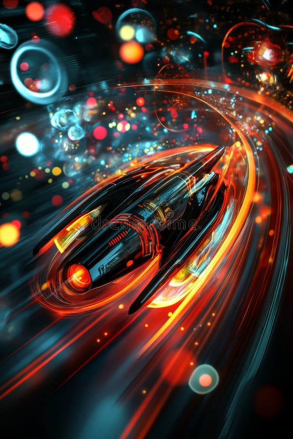 A Spaceship is Flying through a Bright, Colorful, and Blurry Background ...
